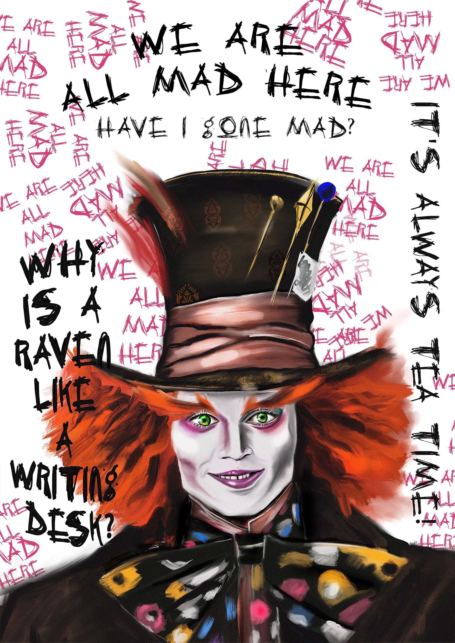 Alice In Wonderland Tim Burton Mad Hatter Poster