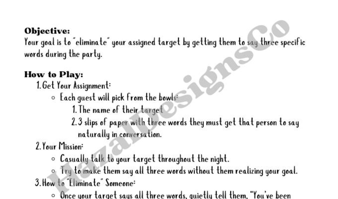 Christmas Assassin Party Game | Holiday Icebreaker (instant Download ...