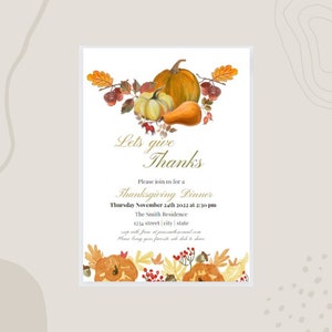 Thanksgiving Dinner Invitation Lets Give Thanks Invitation - Etsy