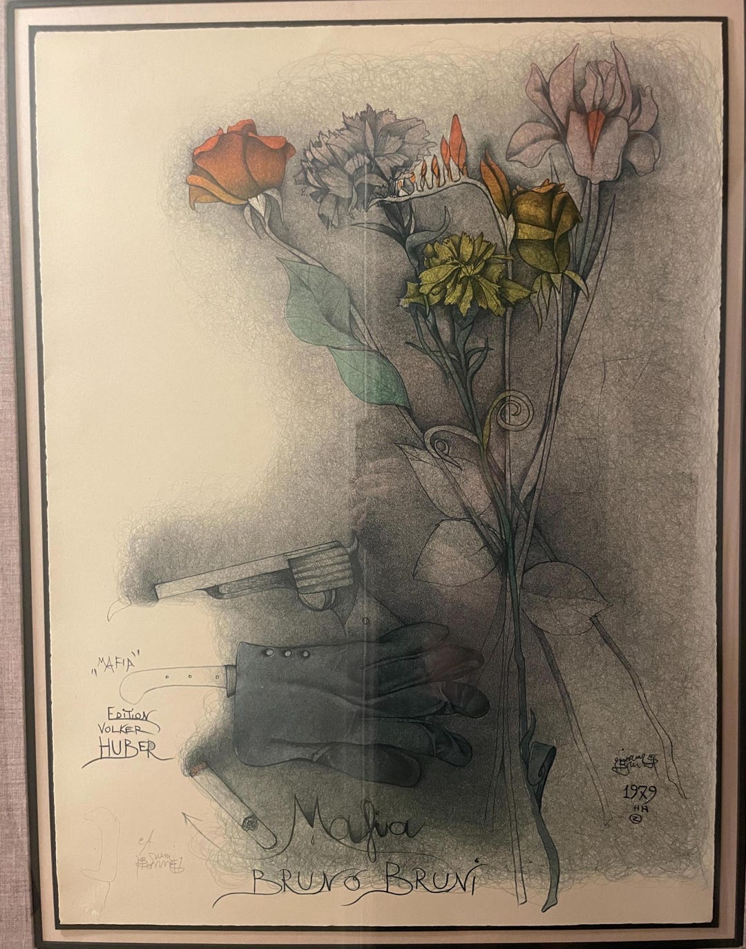 Vintage Bruno Bruni Original "mafia" Original Lithograph Print Signed ...