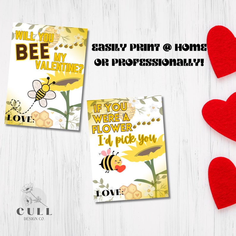 Printable Bumble Bees Valentines Day Cards, Instant Download, Classroom ...