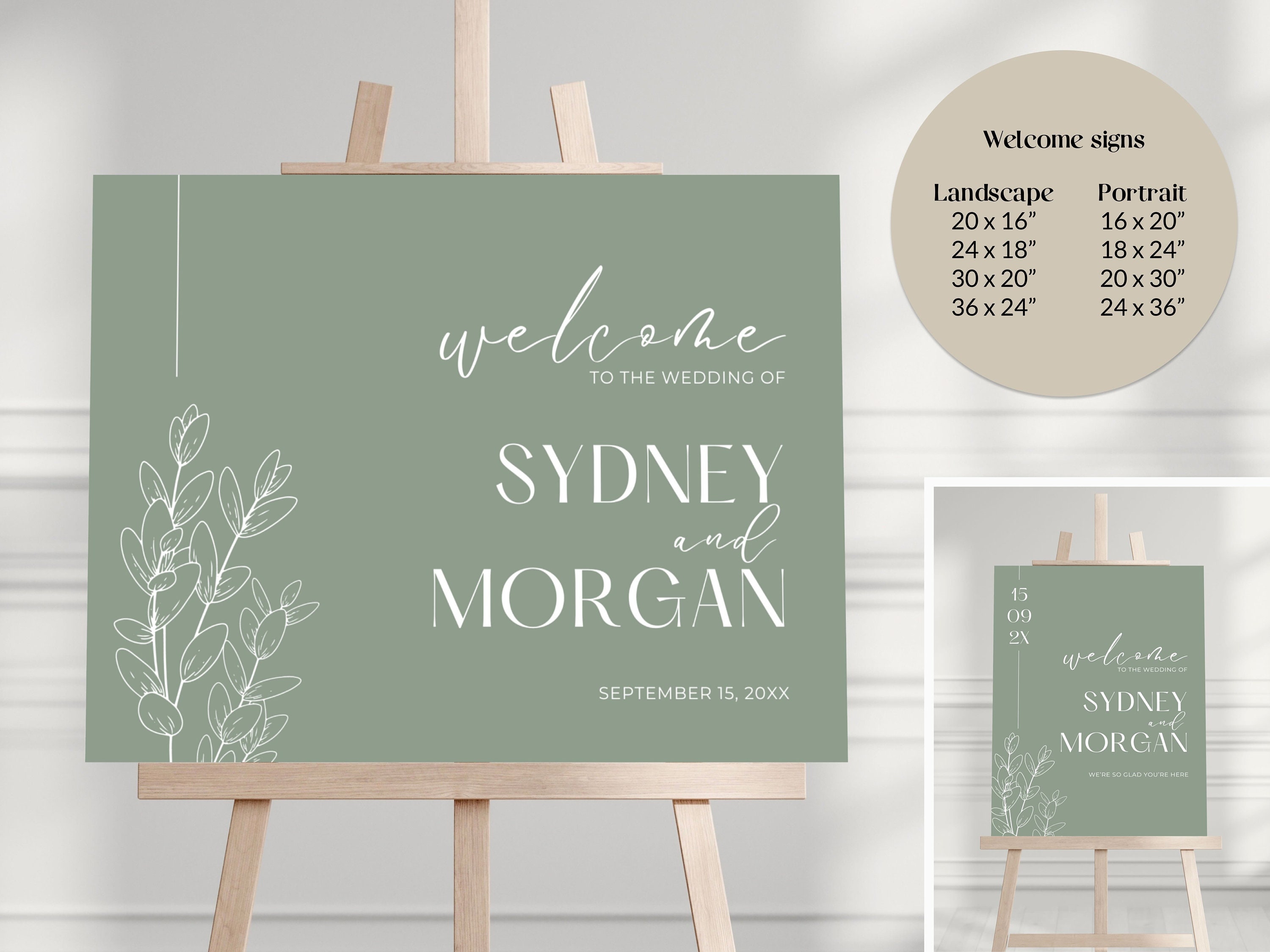 Sage Green Wedding Template Bundle: Invitations, Cards, & Signs ...