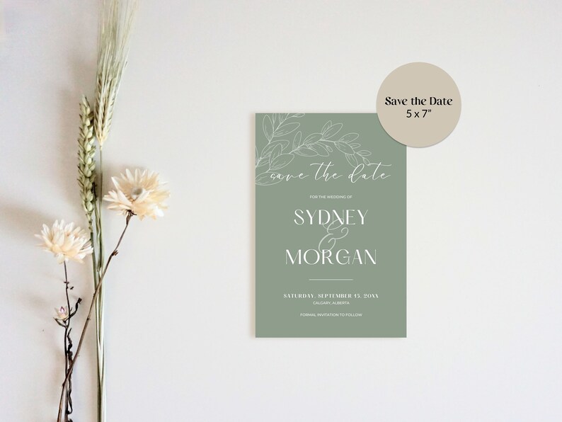 Sage Green Wedding Template Bundle: Invitations, Cards, & Signs ...