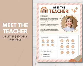 Meet the Teacher Classroom Printable Template Back to School - Etsy
