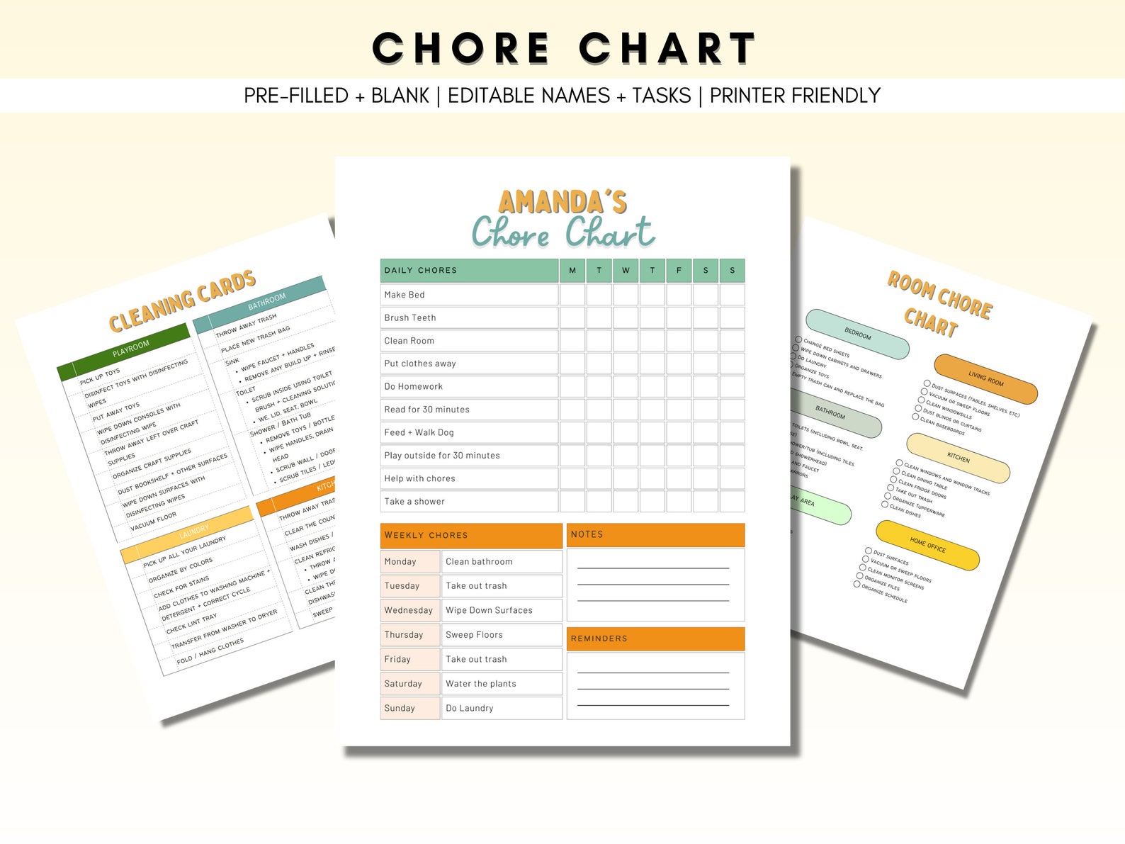 Kids Chore Chart Bundle, Printable Daily School Routine, Reward Chart ...