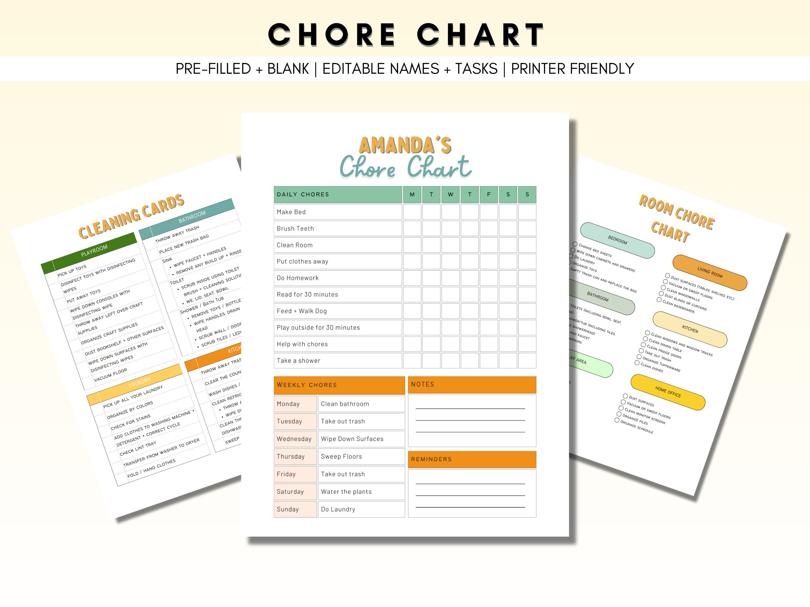 Kids Chore Chart Bundle, Printable Daily School Routine, Reward Chart ...