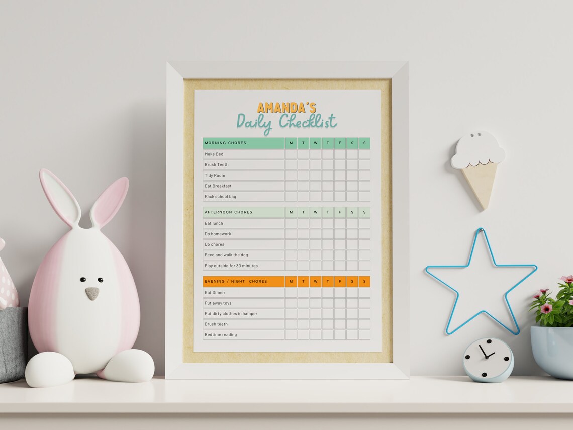 Kids Chore Chart Bundle, Printable Daily School Routine, Reward Chart ...