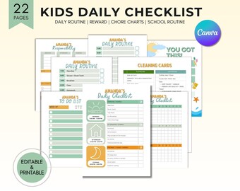 Editable Kids Chore Chart, Neutral Cleaning Schedule, Daily School ...