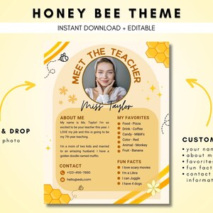 Meet the Teacher Template, Back to School Flyer, Bee Classroom Decor ...