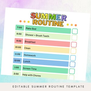 Summer Schedule Printable, Kids Summer Checklist, Printable Summer ...