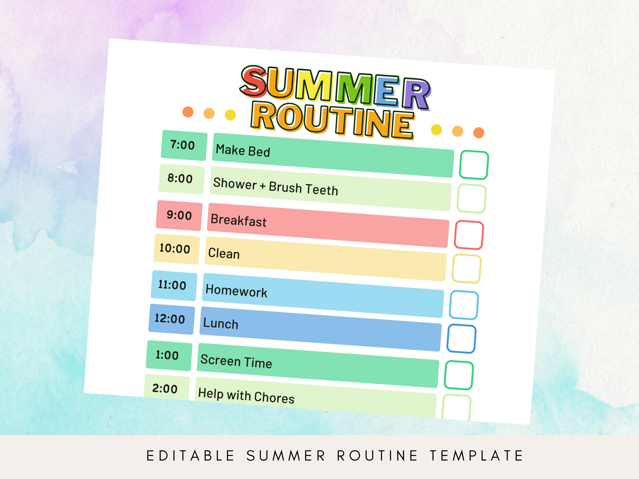 Summer Schedule Printable, Kids Summer Checklist, Printable Summer ...