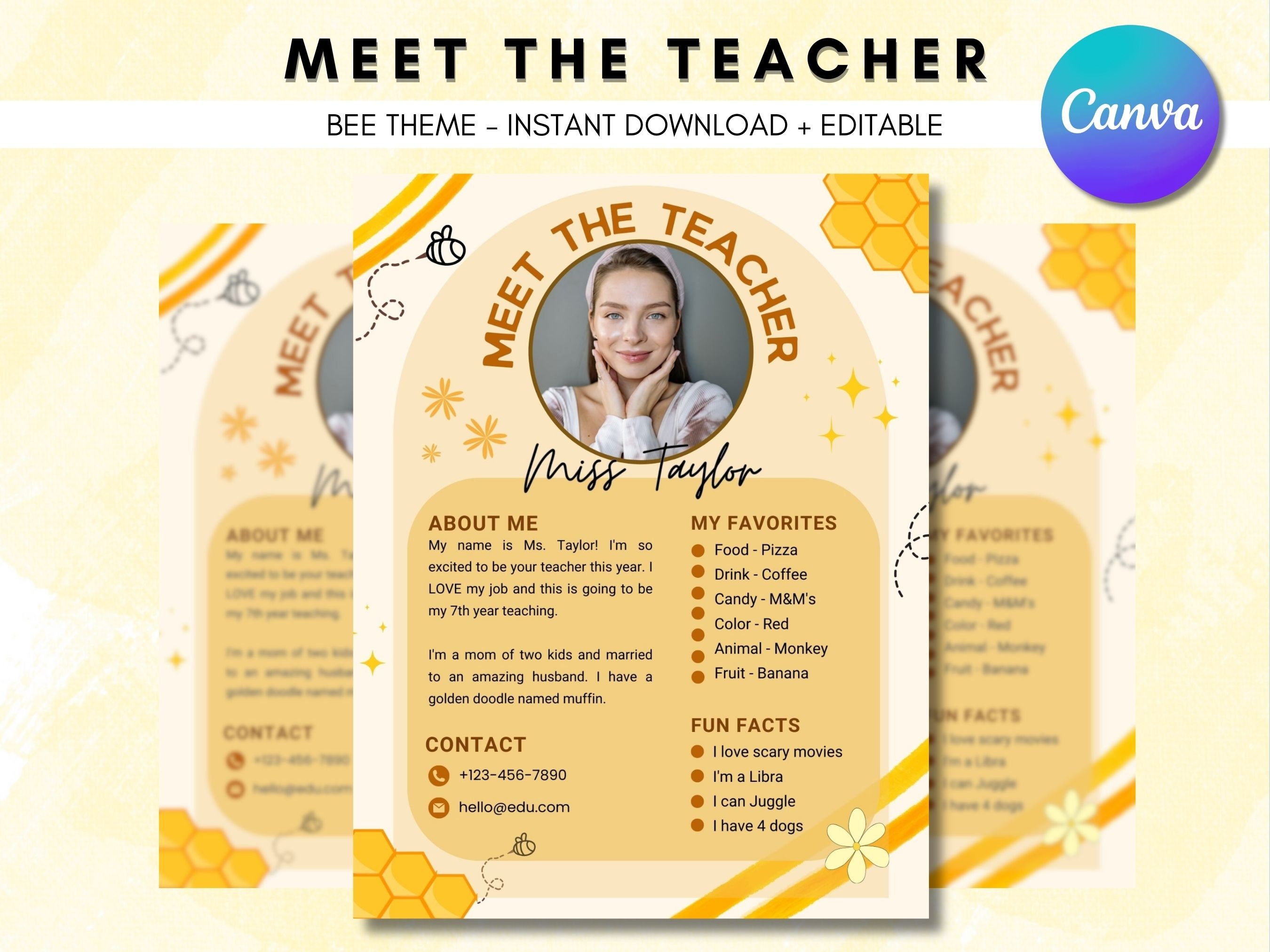Meet the Teacher Template, Back to School Flyer, Bee Classroom Decor ...