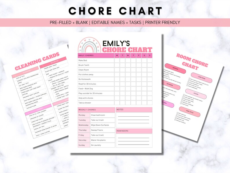 Kids Chore Chart, Chore Chart for Kids, to Do List, Cleaning Checklist ...