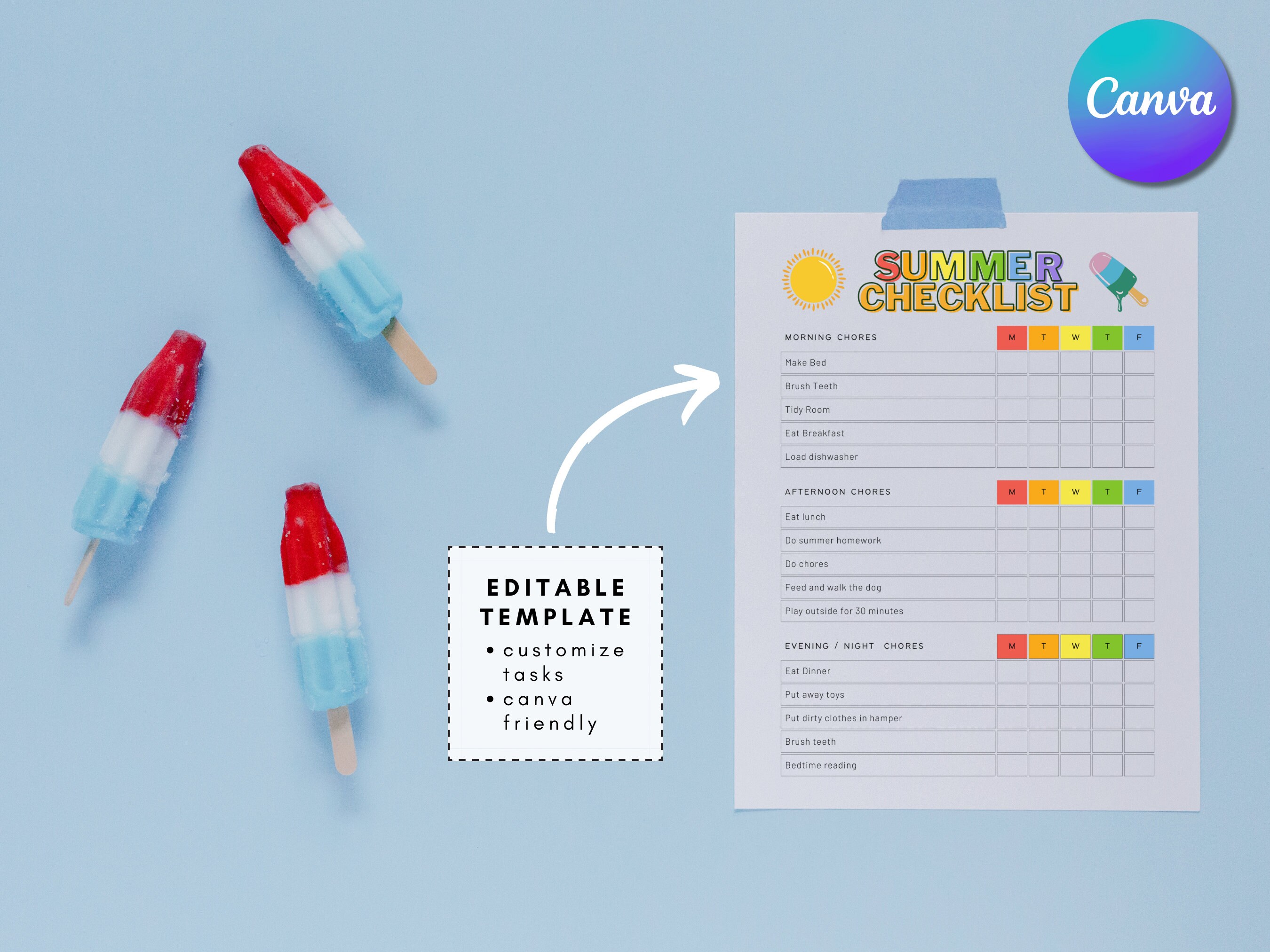 Summer Schedule Printable, Kids Summer Checklist, Printable Summer ...