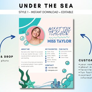 Meet the Teacher Editable, Sea Classroom Decor, Back to School Flyer ...