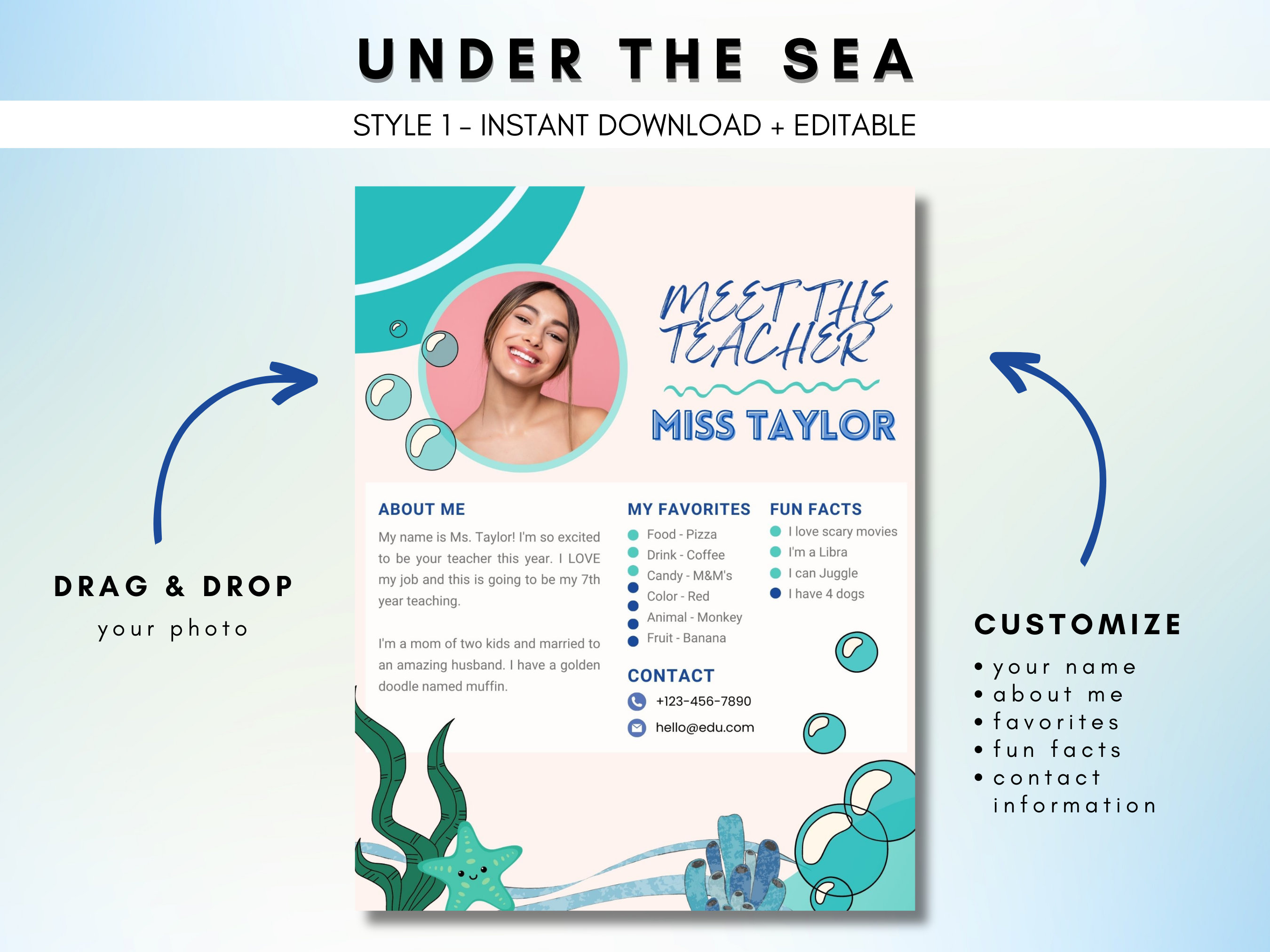 Meet the Teacher Editable, Sea Classroom Decor, Back to School Flyer ...