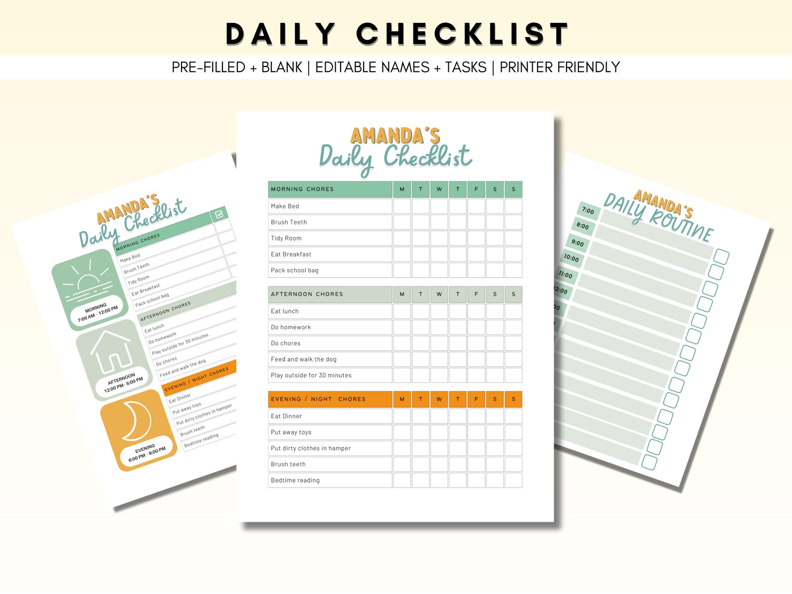 Kids Chore Chart Bundle, Printable Daily School Routine, Reward Chart ...