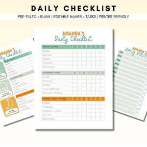Kids Chore Chart Bundle, Printable Daily School Routine, Reward Chart ...