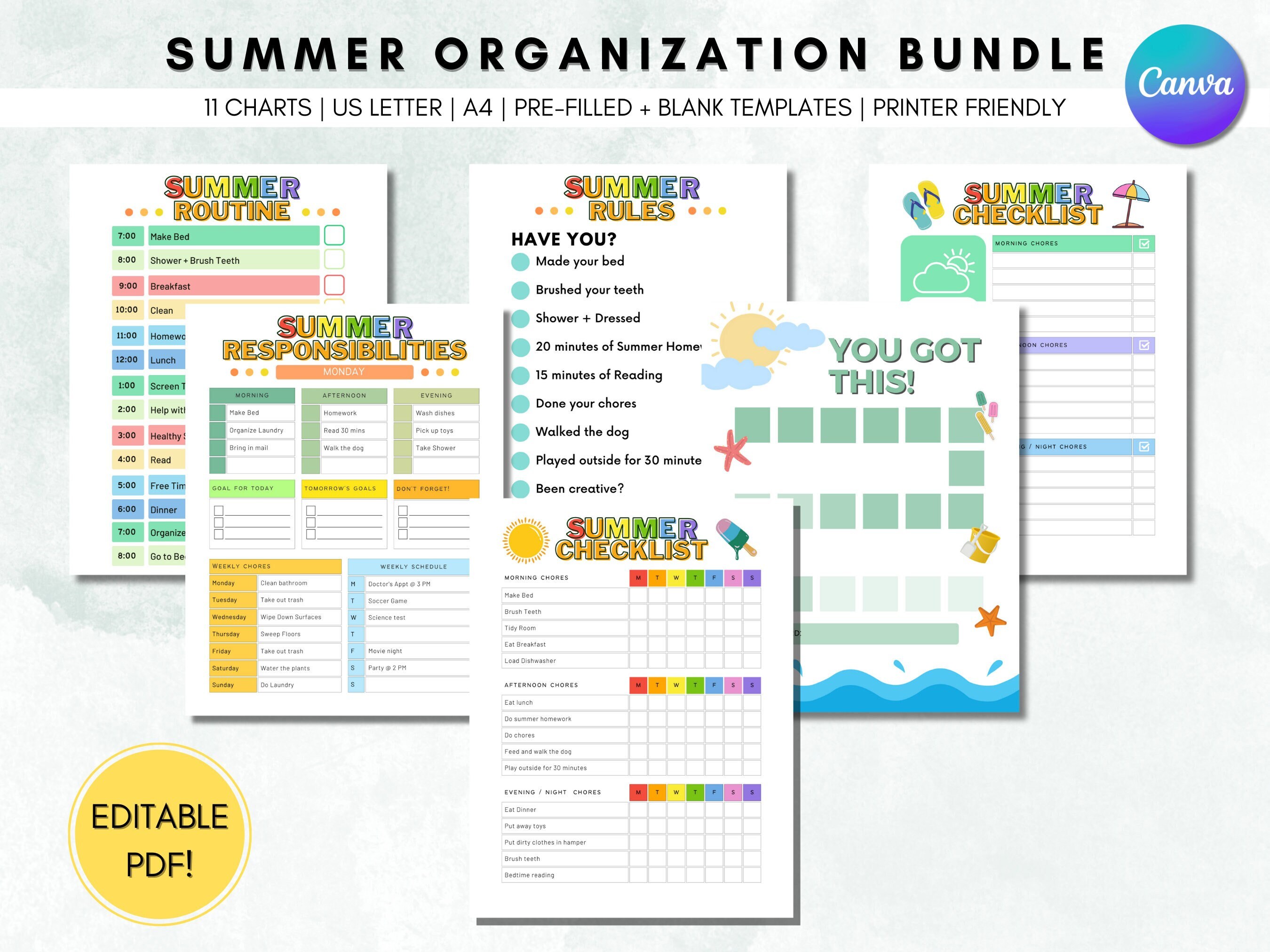 Summer Schedule Printable, Kids Summer Checklist, Printable Summer ...
