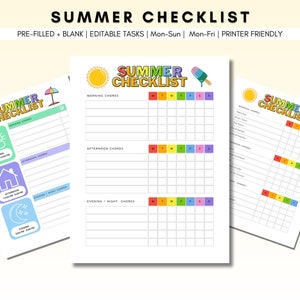 Summer Schedule Printable, Kids Summer Checklist, Printable Summer ...