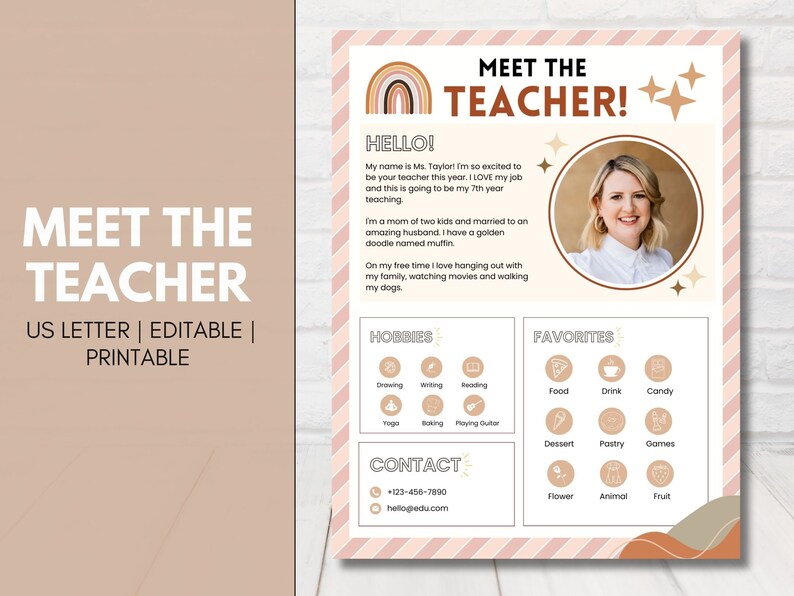 Meet the Teacher, Teacher Template, Back to School Flyer, Teacher ...
