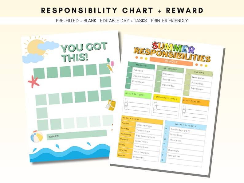 Summer Schedule Printable, Kids Summer Checklist, Printable Summer ...