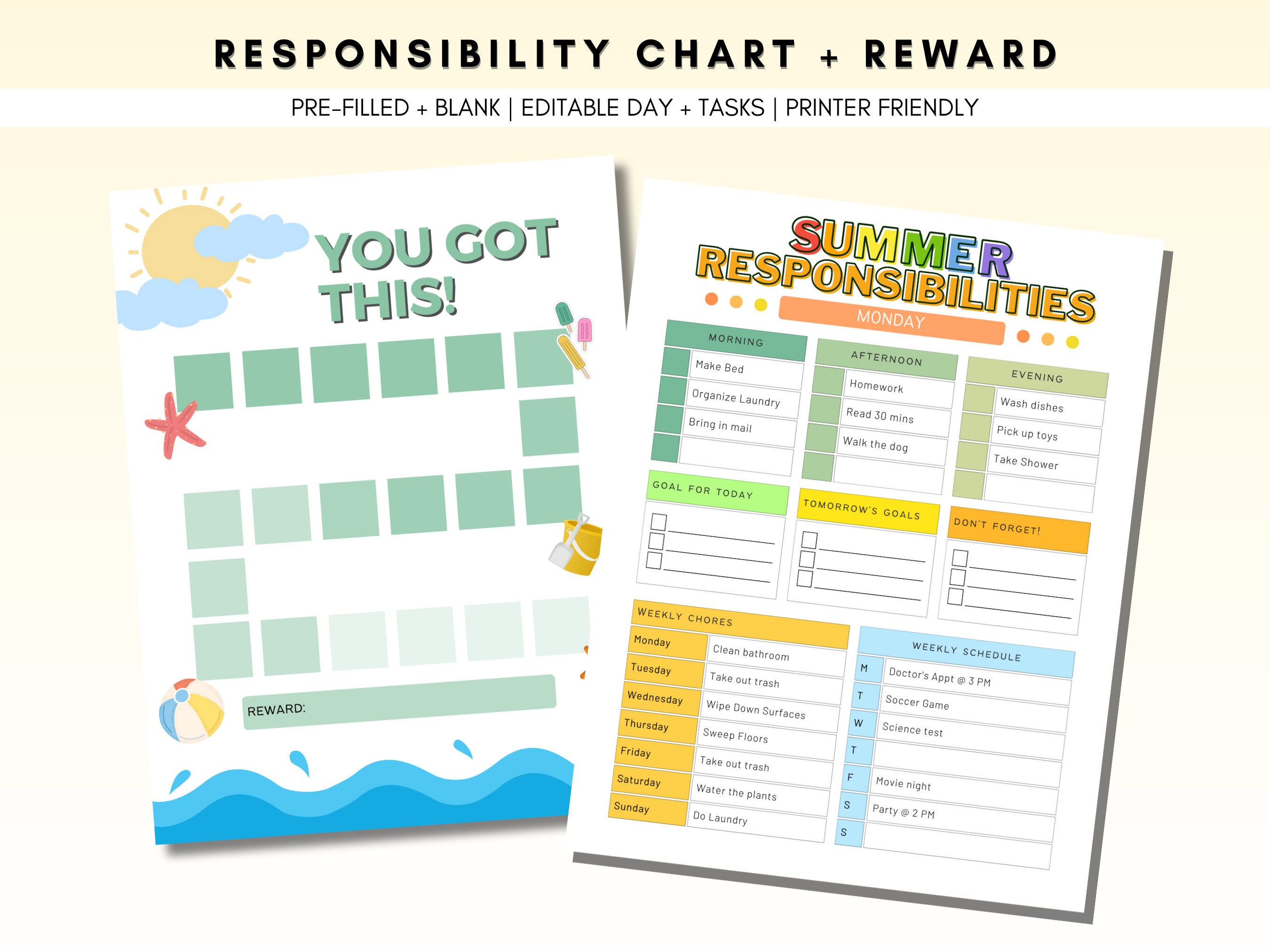 Summer Schedule Printable, Kids Summer Checklist, Printable Summer ...