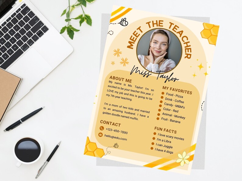 Meet the Teacher Template, Back to School Flyer, Bee Classroom Decor ...