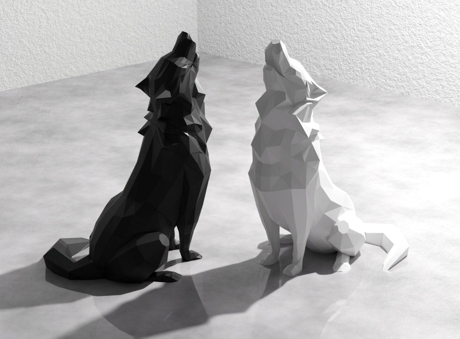 Low Poly Howling Wolf 3D Model File .STL - Etsy