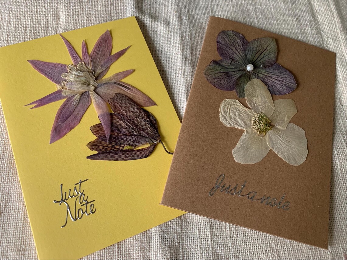 Handmade Pressed Flower Cards Set of 2 - Etsy UK