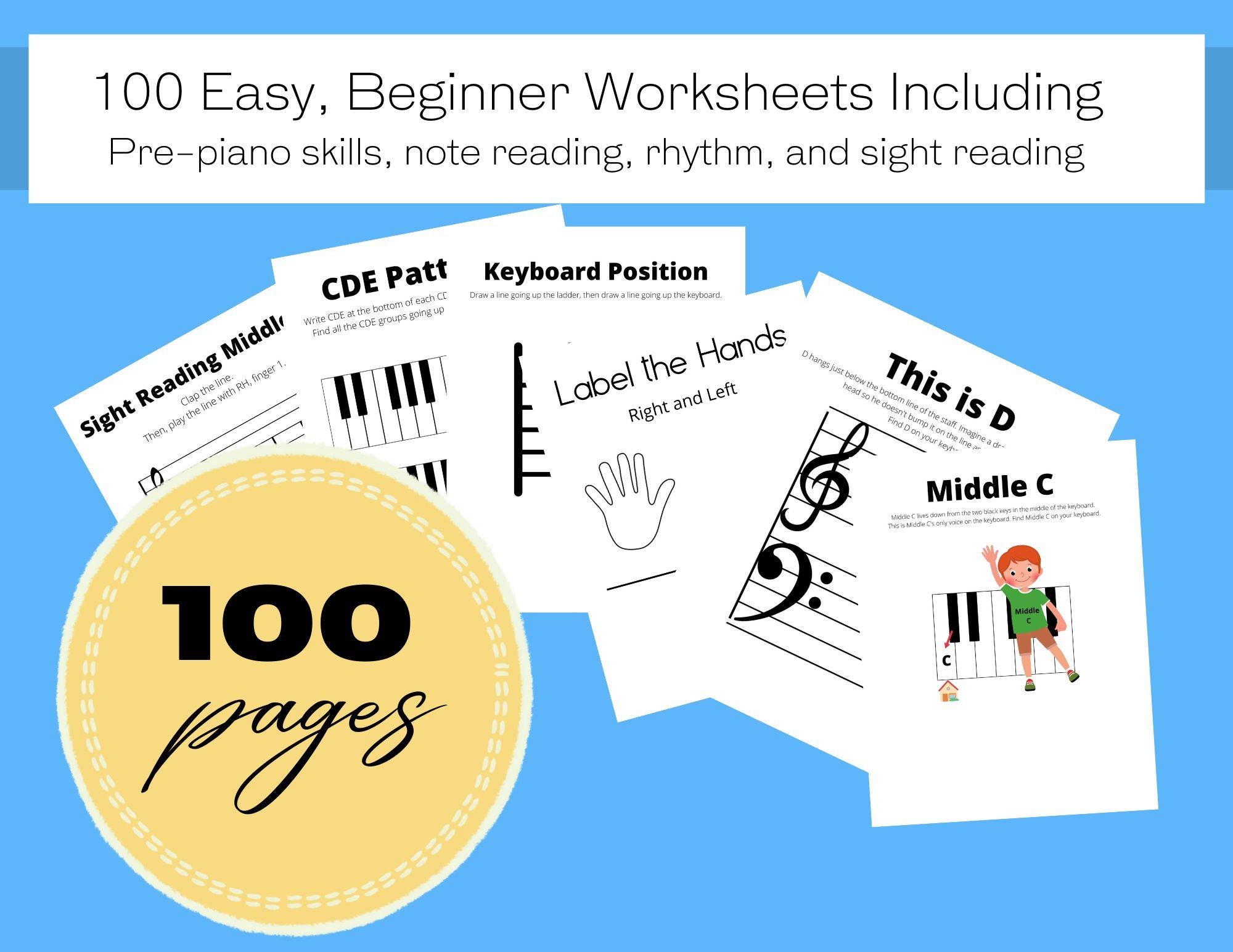 Beginner Piano Worksheets - Etsy
