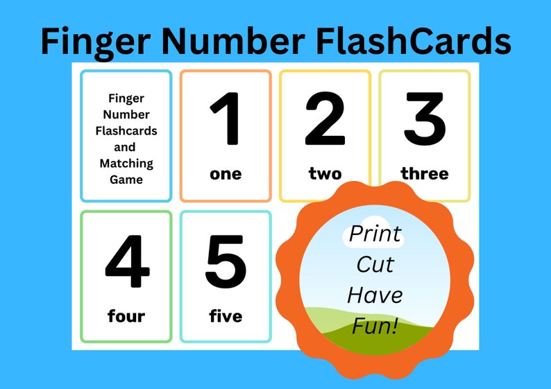 Piano Printable Flashcards Finger Numbers Matching Card Game Numbers ...