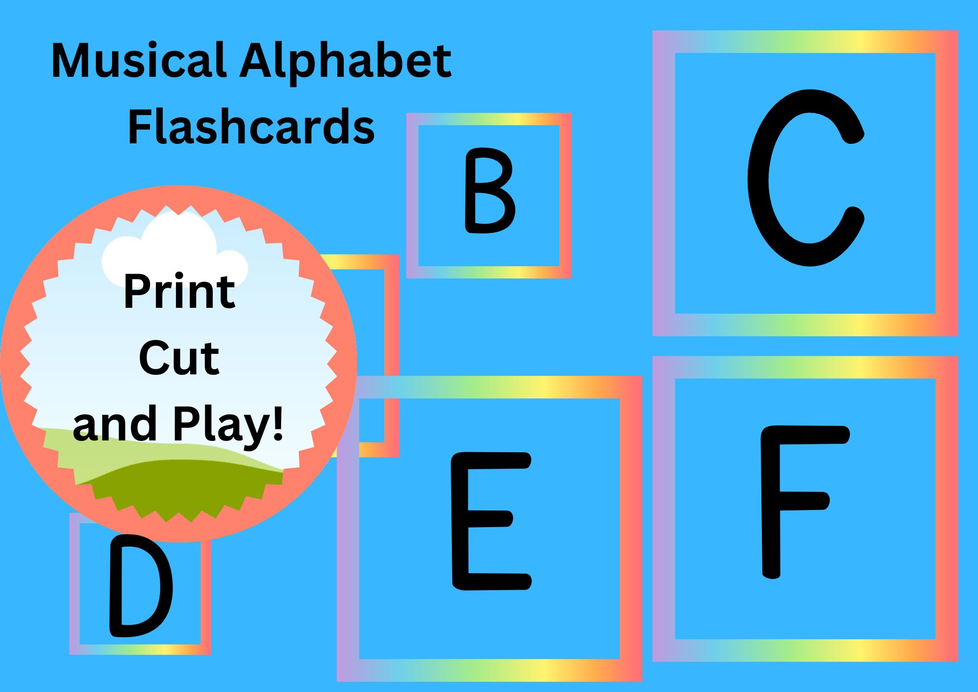 Musical Alphabet Flashcards!!! Primer Level Beginning Piano Letter ...