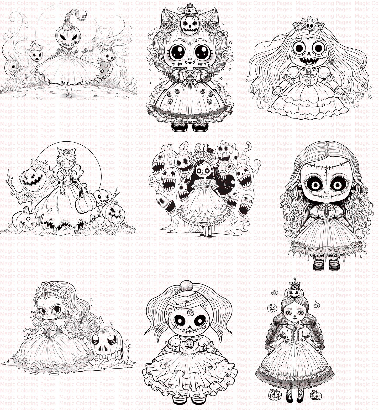 Printable Halloween Coloring Pages 34 Spooky Monster - Etsy