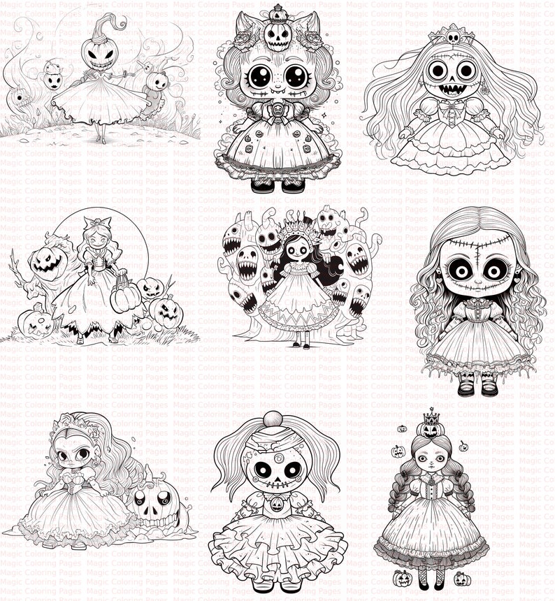 Printable Halloween Coloring Pages 34 Spooky Monster - Etsy