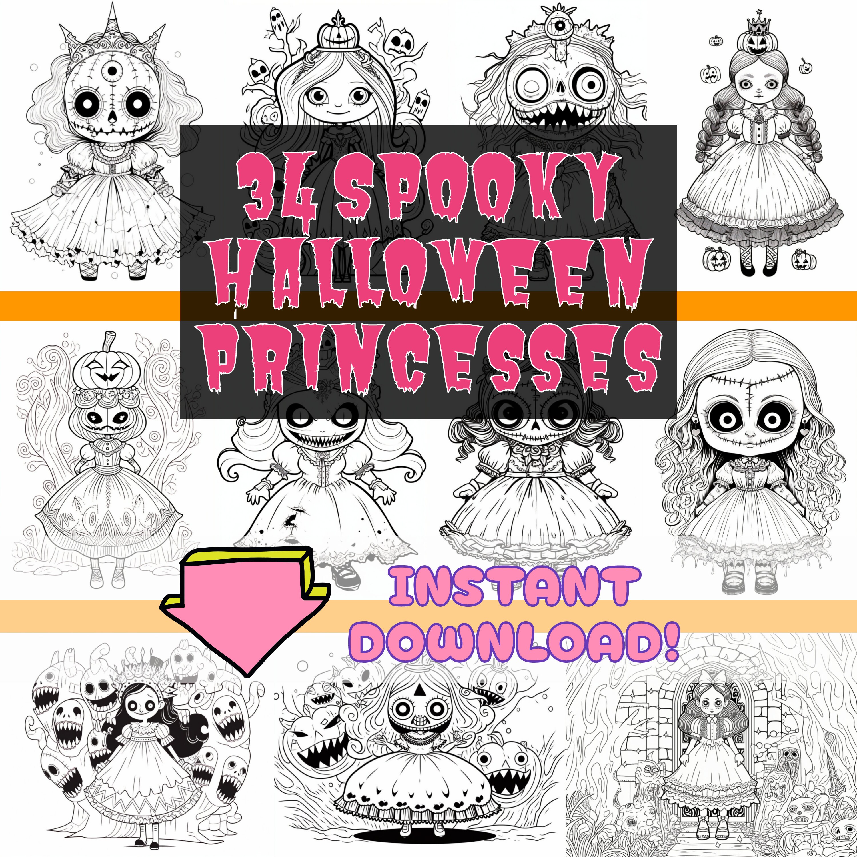 Printable Halloween Coloring Pages 34 Spooky Monster - Etsy