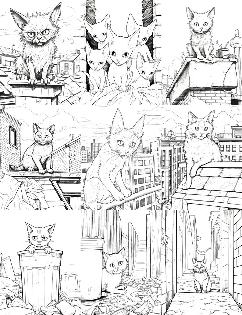 32 Printable Cat Coloring Pages Alley Cats: Series 1 Unveiling the ...