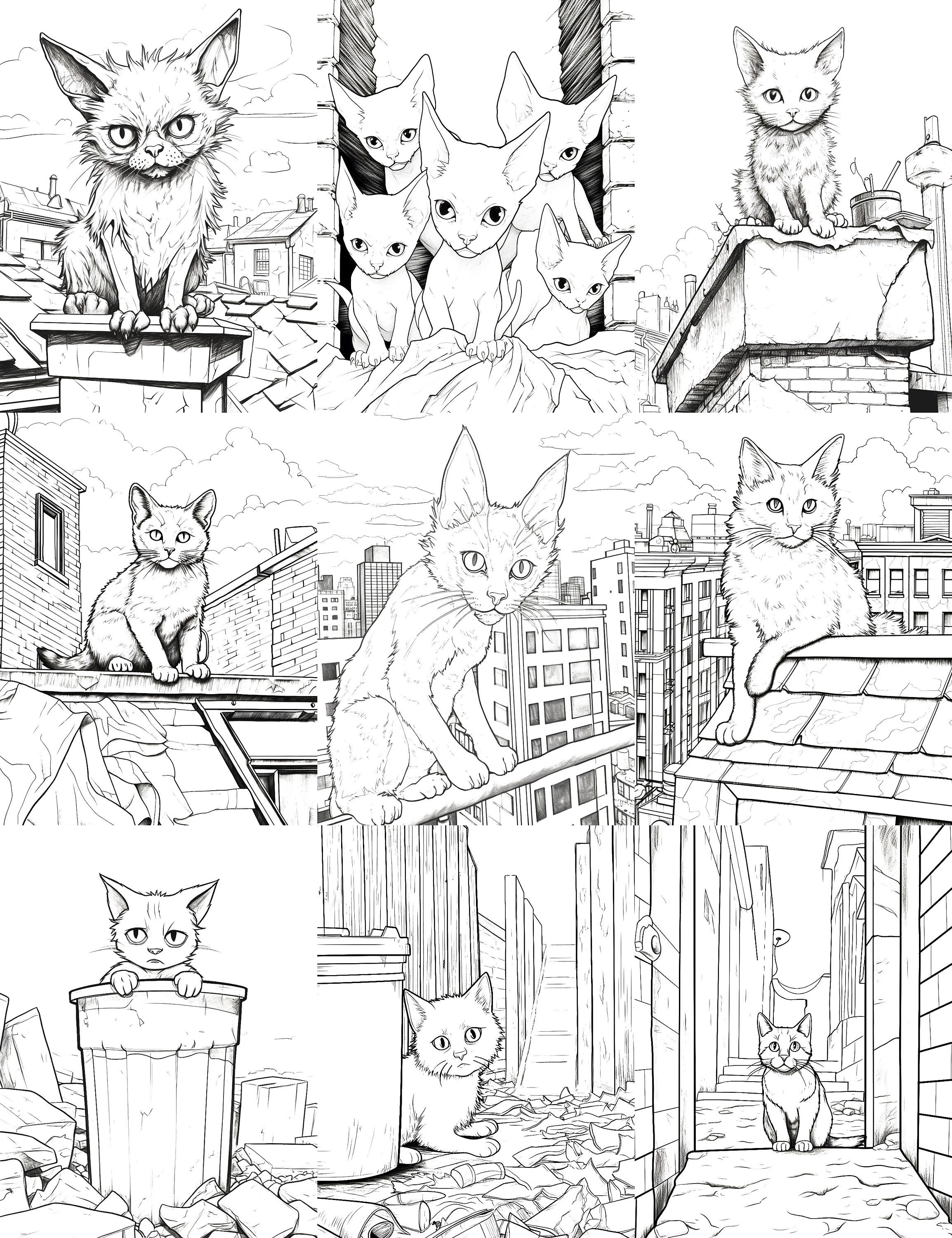 32 Printable Cat Coloring Pages Alley Cats: Series 1 Unveiling the ...