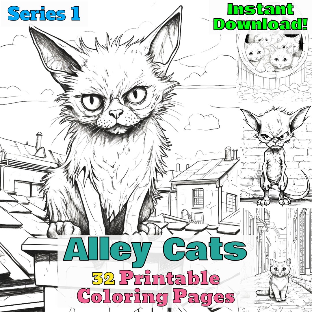 32 Printable Cat Coloring Pages Alley Cats: Series 1 Unveiling the ...