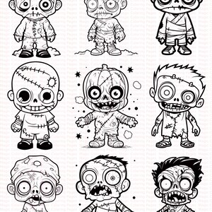 Halloween Coloring Pages: 67 Original Cute Little Zombies to Color and ...