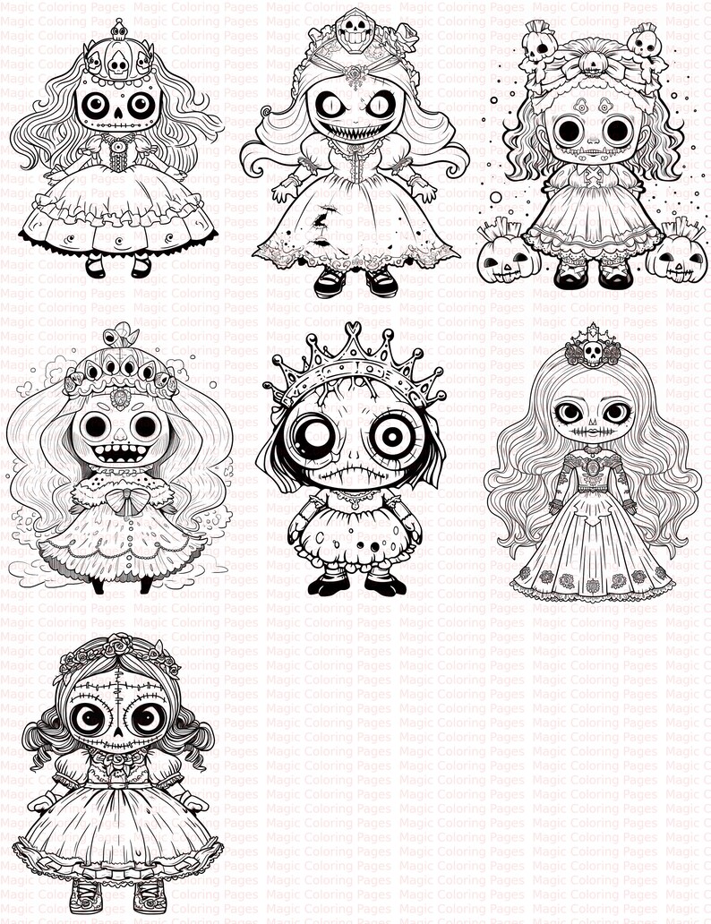 Printable Halloween Coloring Pages 34 Spooky Monster - Etsy
