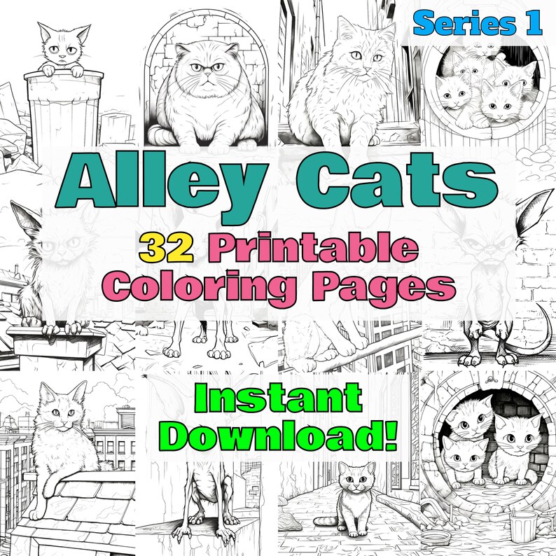 32 Printable Cat Coloring Pages Alley Cats: Series 1 Unveiling the ...