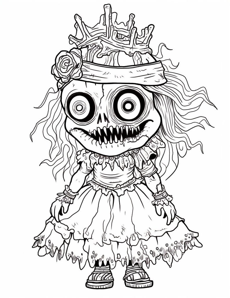 Printable Halloween Coloring Pages 34 Spooky Monster - Etsy