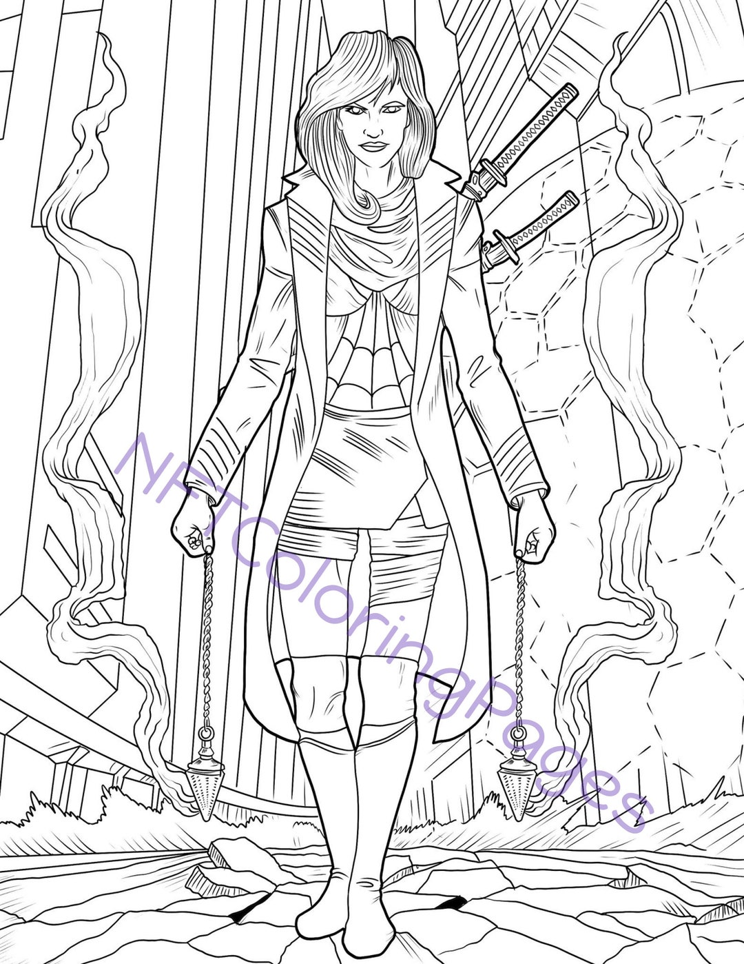 Female Super Villain Printable Coloring Page Kumite 6479 - Etsy