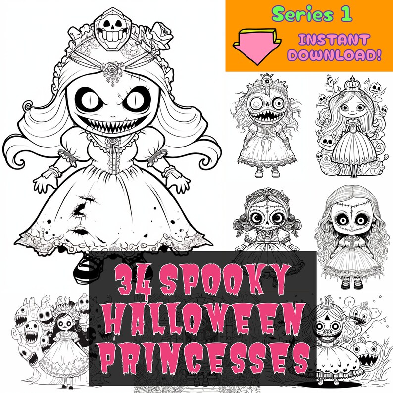 Printable Halloween Coloring Pages 34 Spooky Monster - Etsy