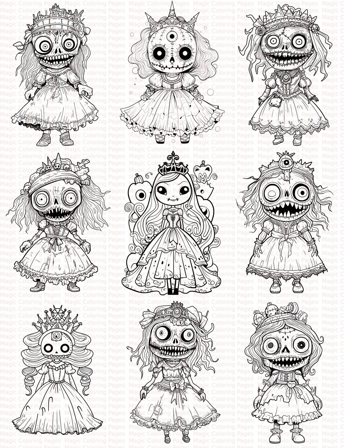 Printable Halloween Coloring Pages 34 Spooky Monster - Etsy