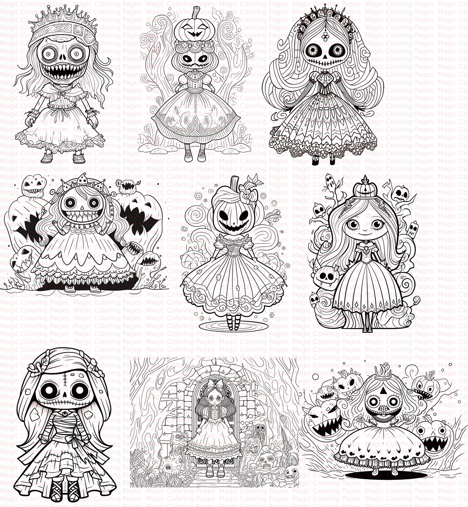 Printable Halloween Coloring Pages 34 Spooky Monster - Etsy