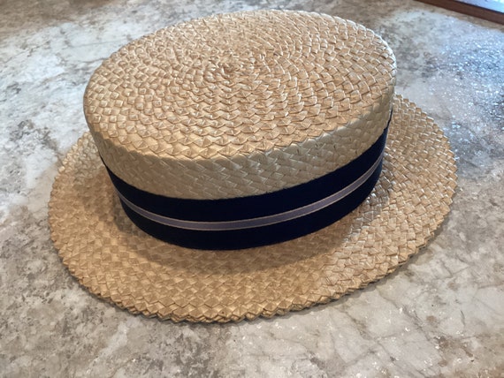 Vintage Straw Boaters Hat - Etsy