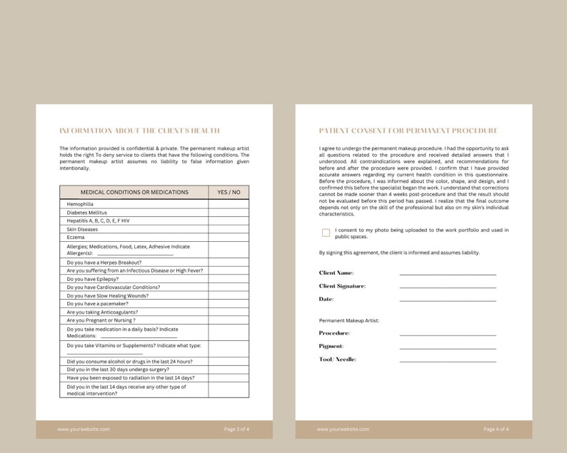 Permanent Makeup Form Editable PMU Consentform Template Printable ...