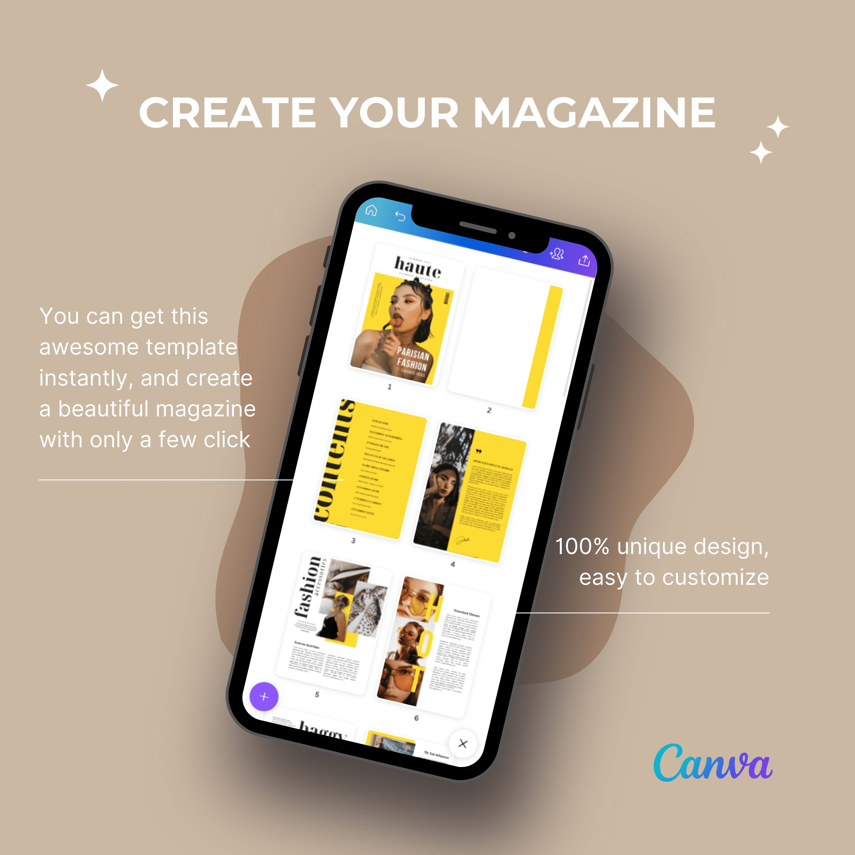 Fashion Magazine, Canva Magazine Template, Gift Idea for Fashionista ...